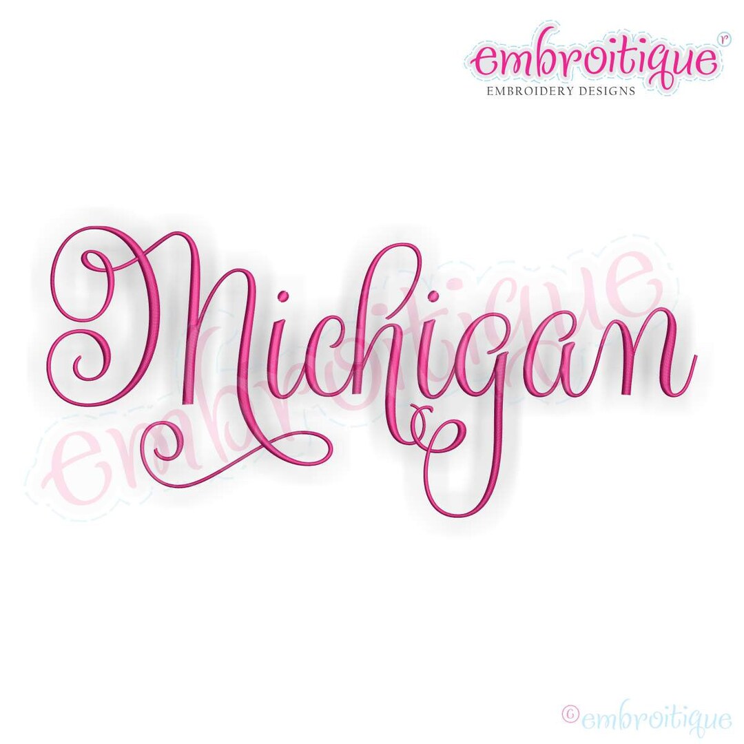 Michigan Calligraphy Fancy Script 3 - Instant Download Machine ...