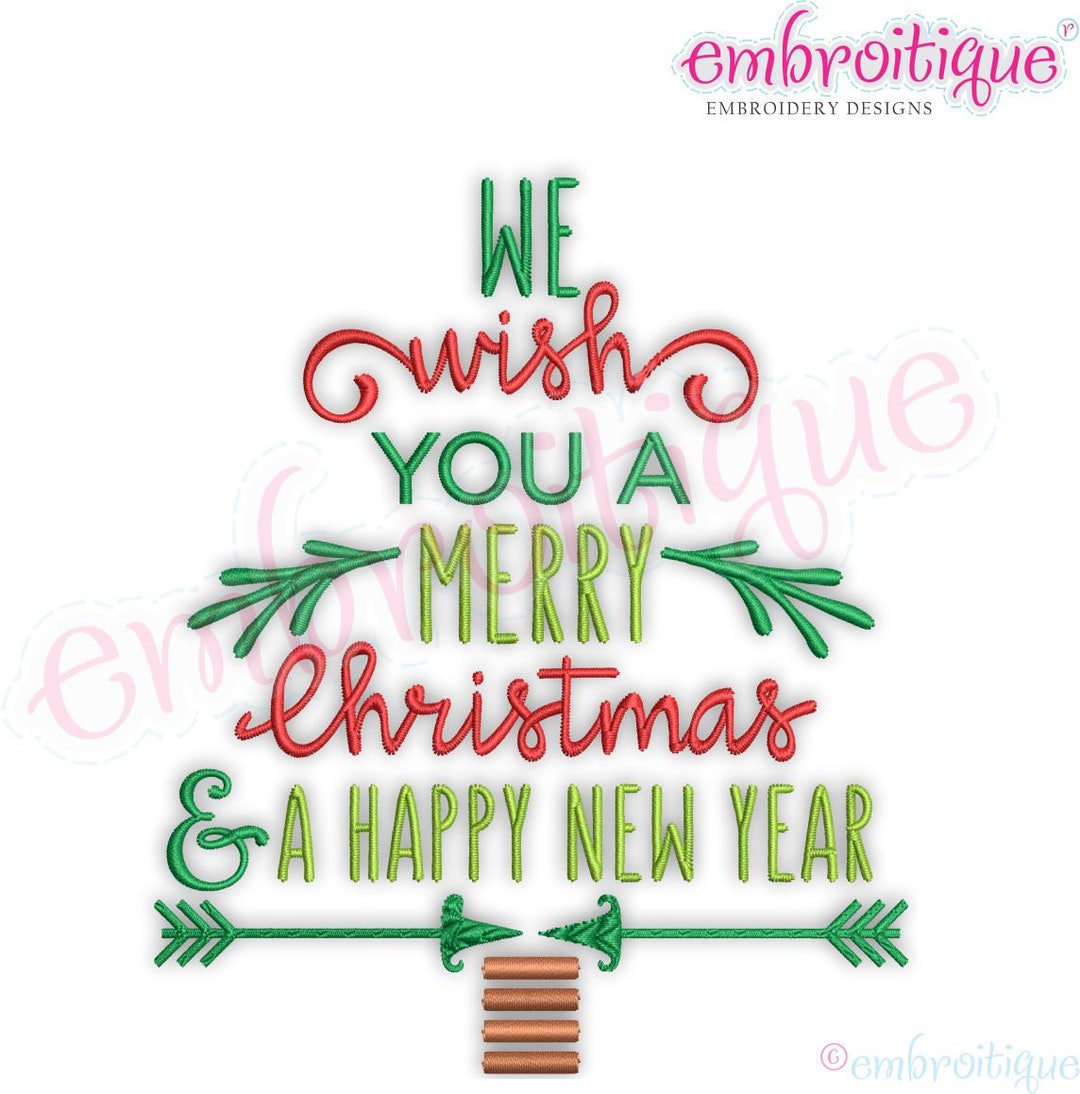 We Wish You a Merry Christmas and a Happy New Year X-mas Tree Word ...