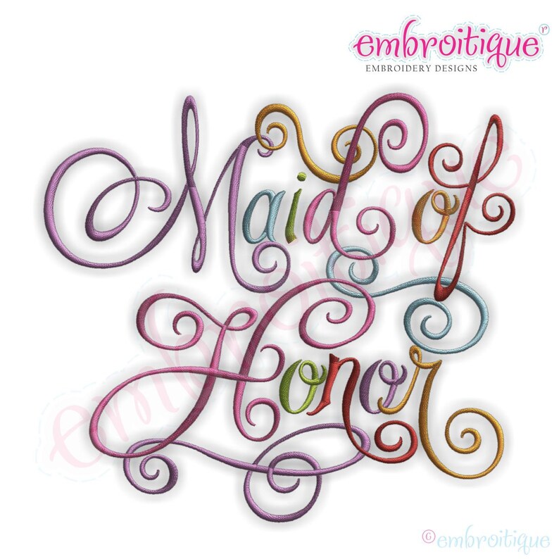 Maid of Honor Calligraphy Script- Instant Email Delivery Download ...