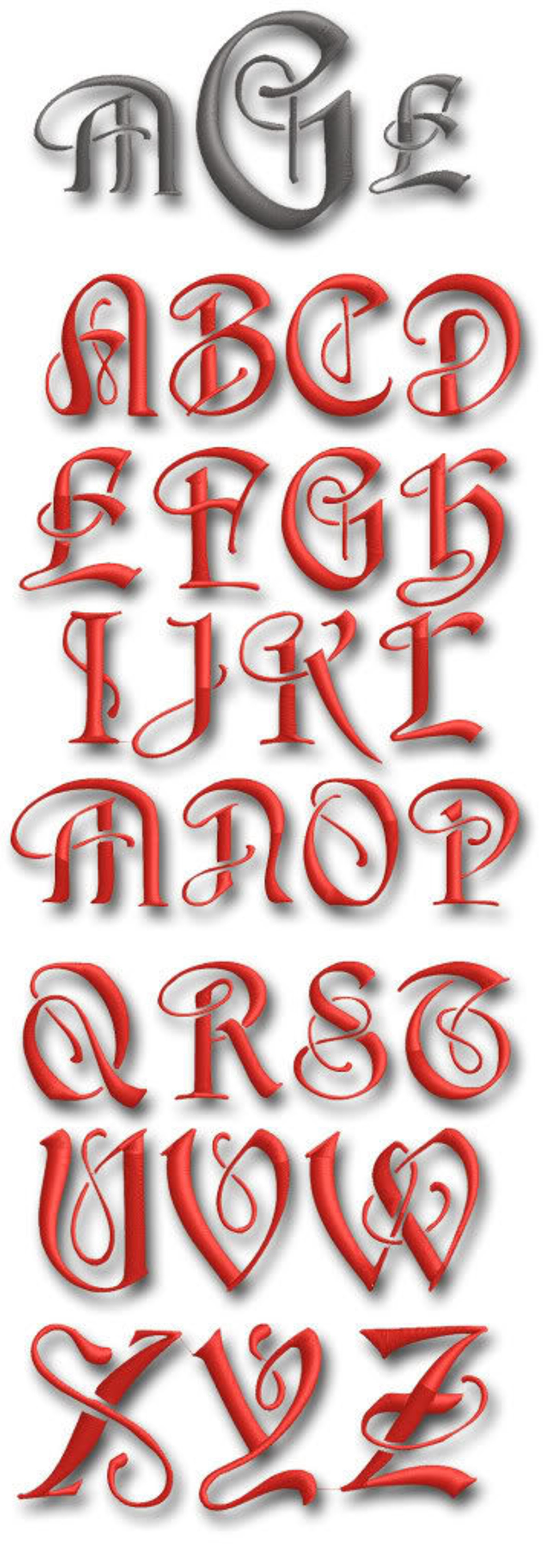 Fancy 3 Monogram Set- Instant Email Delivery Download-machine ...