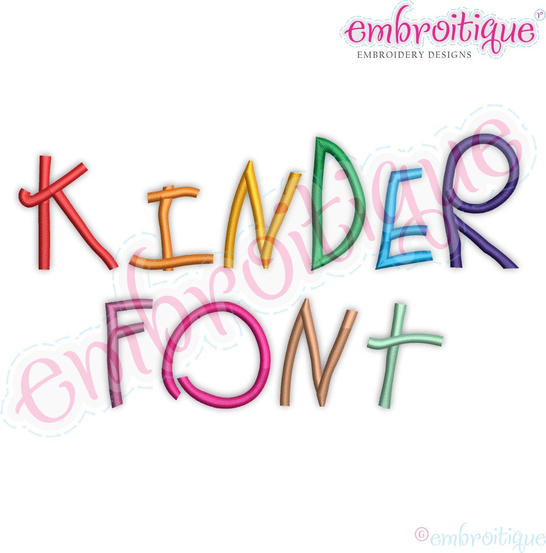 Kinder Writing Kids Font- Machine Embroidery Font Alphabet Letters ...