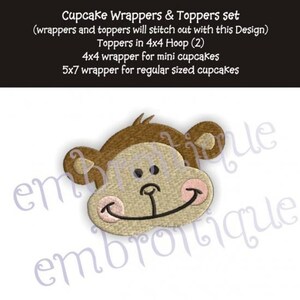 Cupcake Wrapper & Topper Set - Monkey- Birthday Party Decoration in the ...