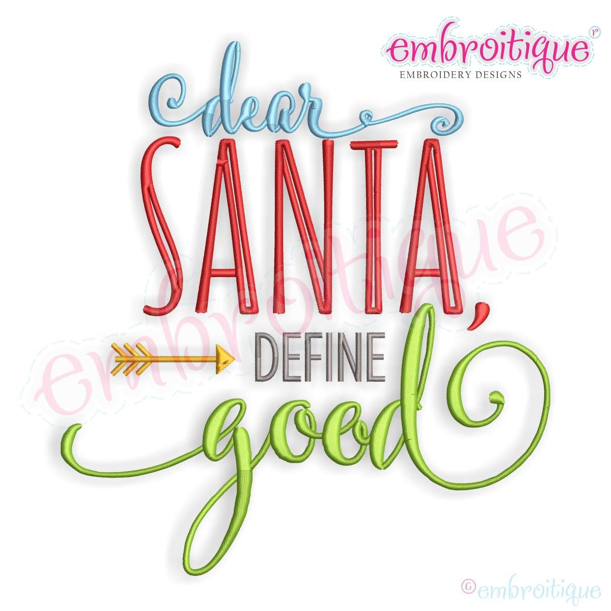 Dear Santa Define Good Christmas Machine Embroidery Design - Etsy
