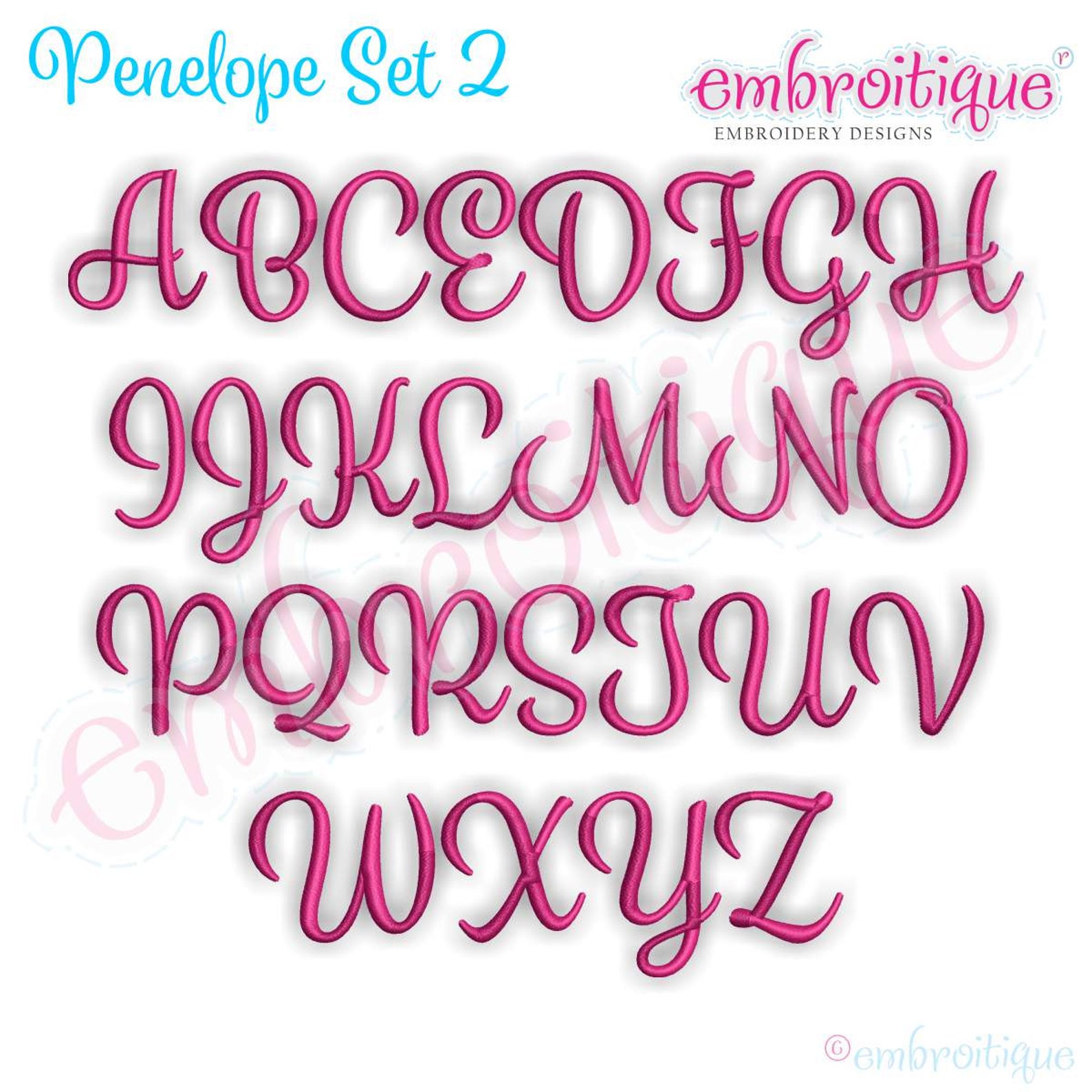 Penelope Set 2 Calligraphy Script Monogram Alphabet Font F Instant ...