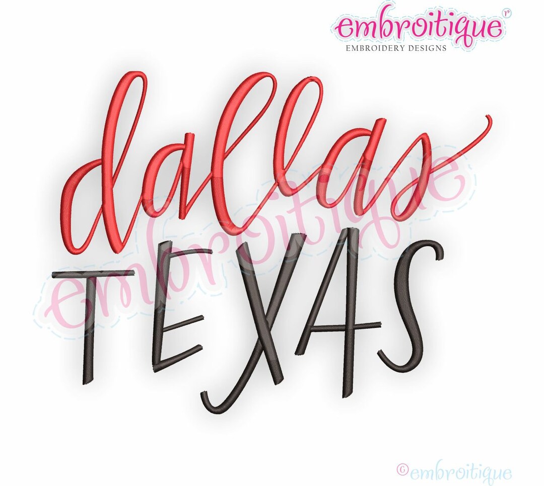 Dallas Texas - Digital Machine Embroidery File -instant Download - Etsy