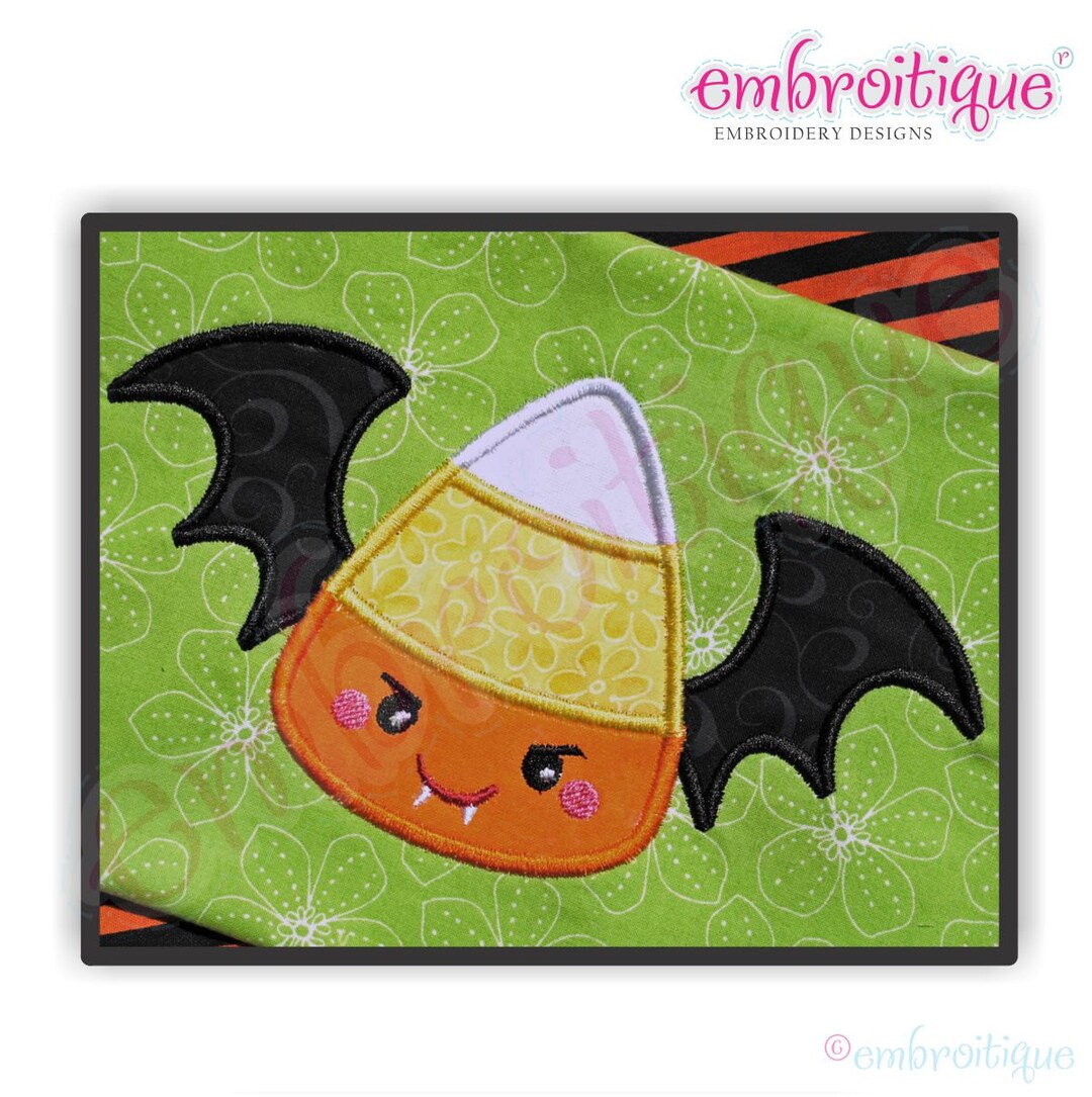 Candy Corn Halloween Bat Applique- Instant Download Machine Embroidery ...