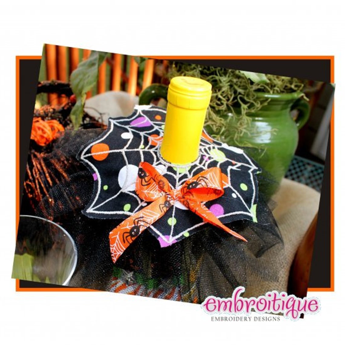 ITH Wine Bottle Spider Web Accent - Halloween - Perfect Hostess Gift ...