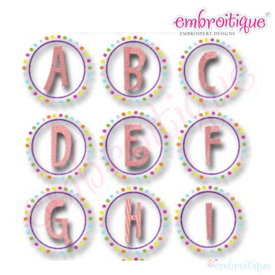 Polka Dot Frame Monogram Set Machine Embroidery Font - Etsy