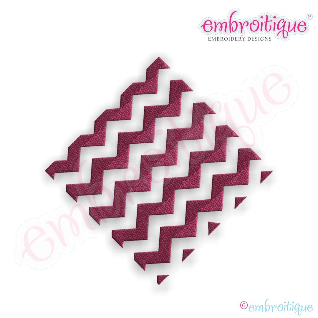 Chevron Diamond Filled Embroidery Design - Large- Instant Email ...
