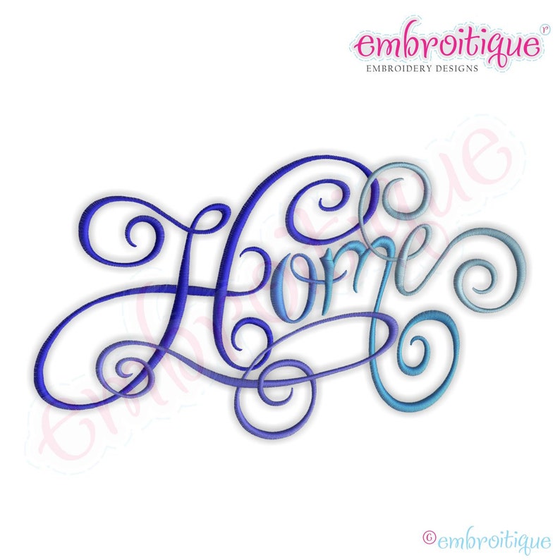 Home Calligraphy Script Embroidery Design Small Instant - Etsy