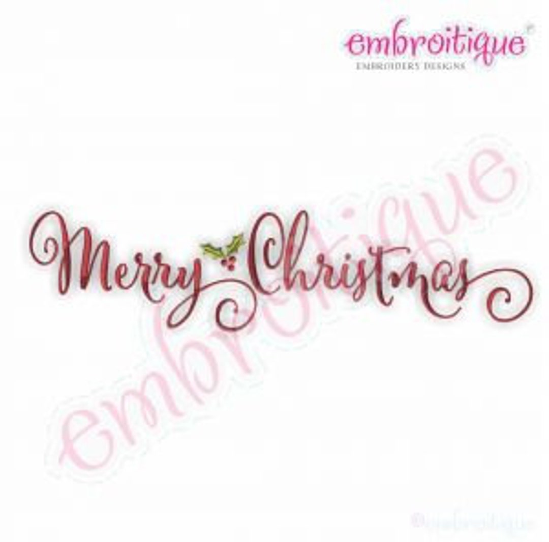 Calligraphy Script Merry Christmas With Holly - Beautiful Calligraphy ...