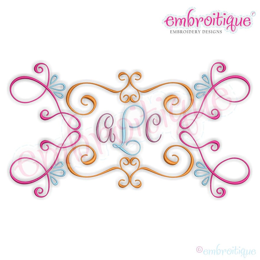 Curly Vintage Scroll Font Frame 3 -instant Download Machine Embroidery ...