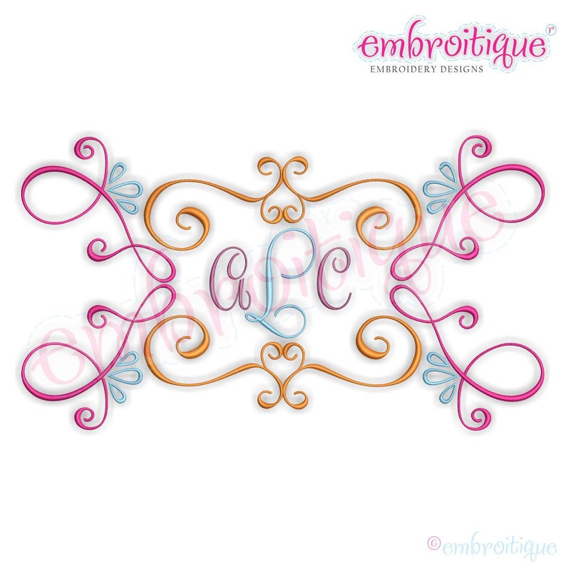 Curly Vintage Scroll Font Frame 3 instant Download Machine Embroidery ...