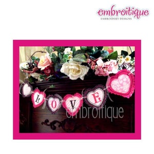 Shaggy Heart Raw Edge LOVE Banner Wedding Anniversary in the Hoop ...