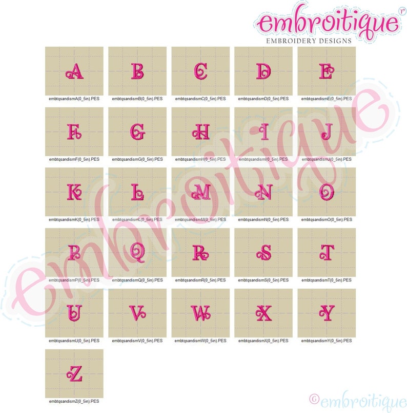Sandi Monogram Font Curly Classic Upright SMALL BX Files - Etsy