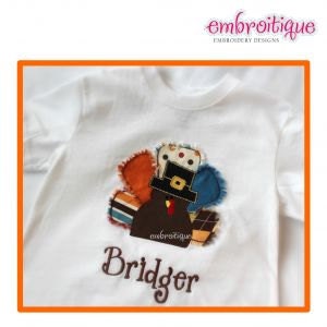 Tommy Turkey Thanksgiving Applique - Satin and Raw Edge - Great Boy ...