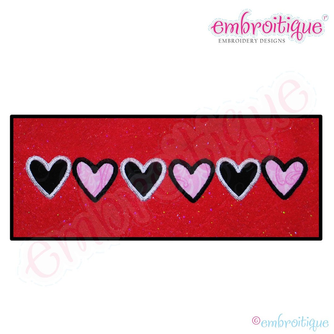 Line of Hearts Applique- Instant Email Delivery Download Machine ...