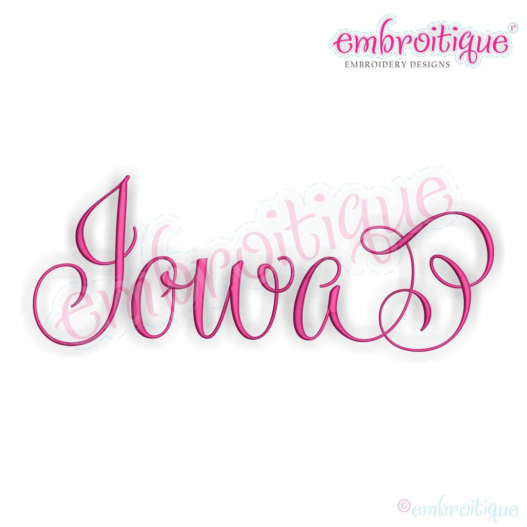 Iowa Calligraphy Fancy Script 3 - Instant Download Machine Embroidery ...