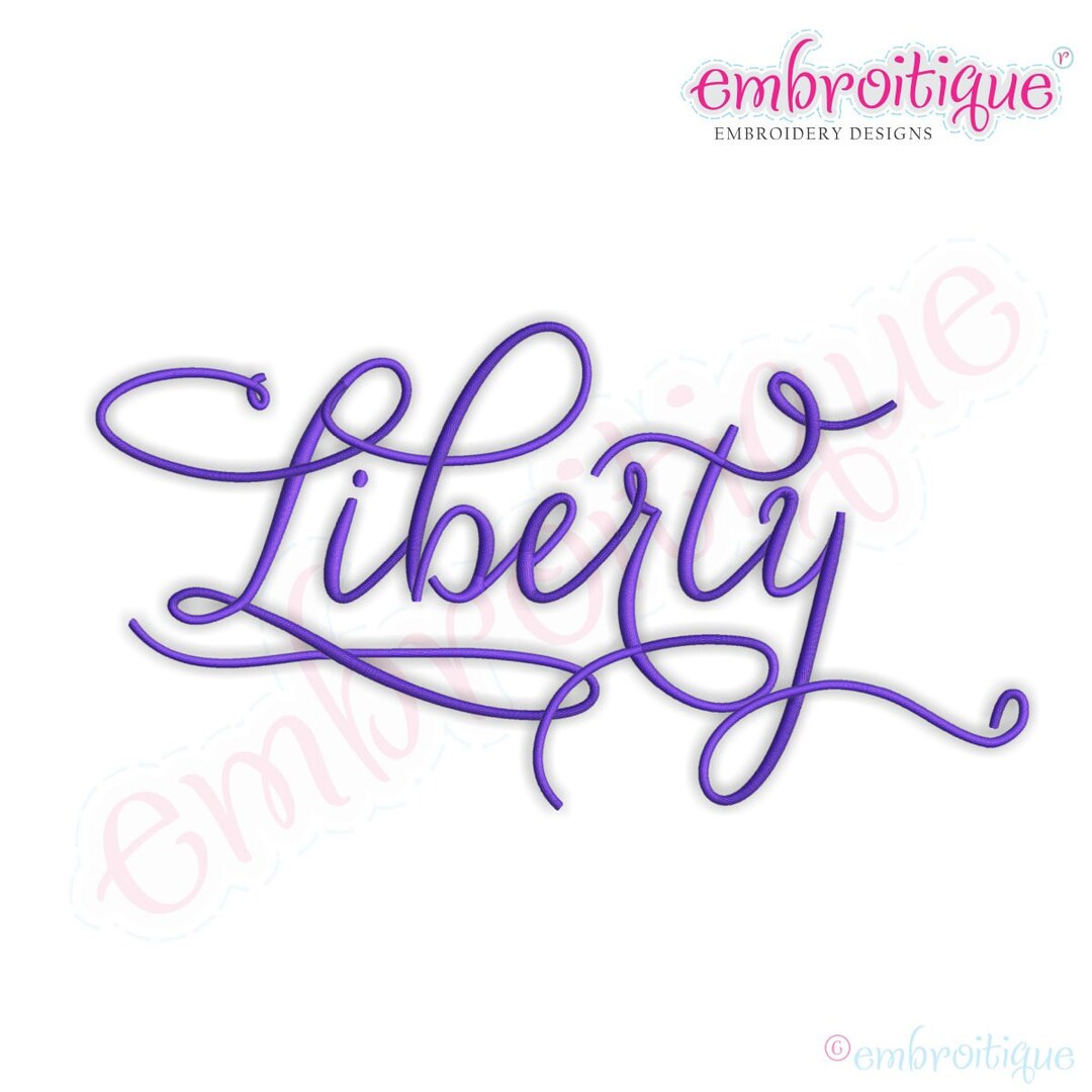 Liberty Script - Instant Download -digital Machine Embroidery Design - Etsy