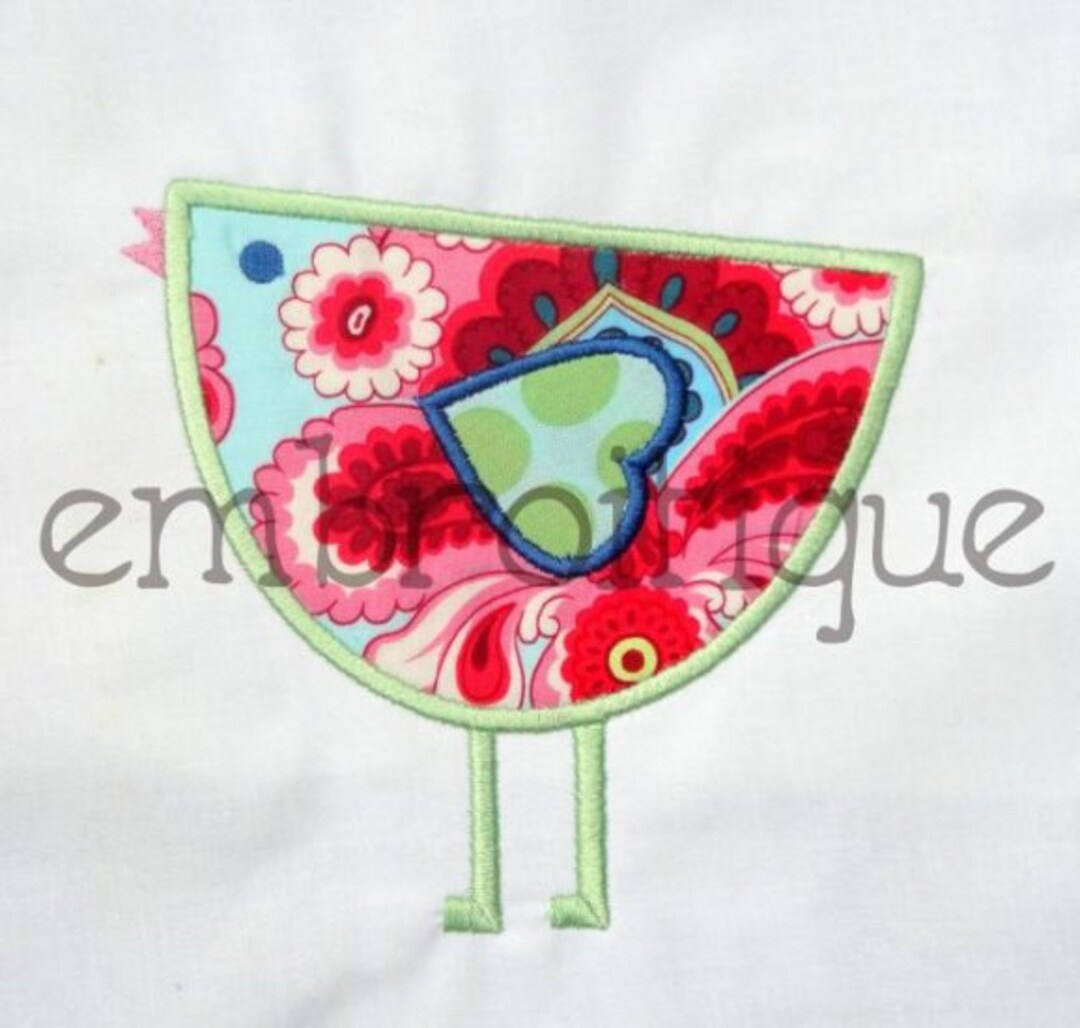 Little Birdie Mod Applique Spring Bird With Heart Wing Modern Cute ...