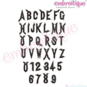 Batwing Bat Halloween Font-1", 2", 3", 4", 5" A-Z, 0-9 BX Files ...