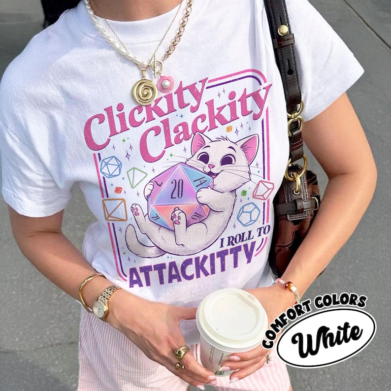 Clickity Clackity Cat Shirt Comfort Colors, Game Dice Attackitty Tshirt ...