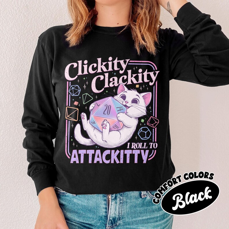 Clickity Clackity Cat Shirt Comfort Colors, Game Dice Attackitty Tshirt ...