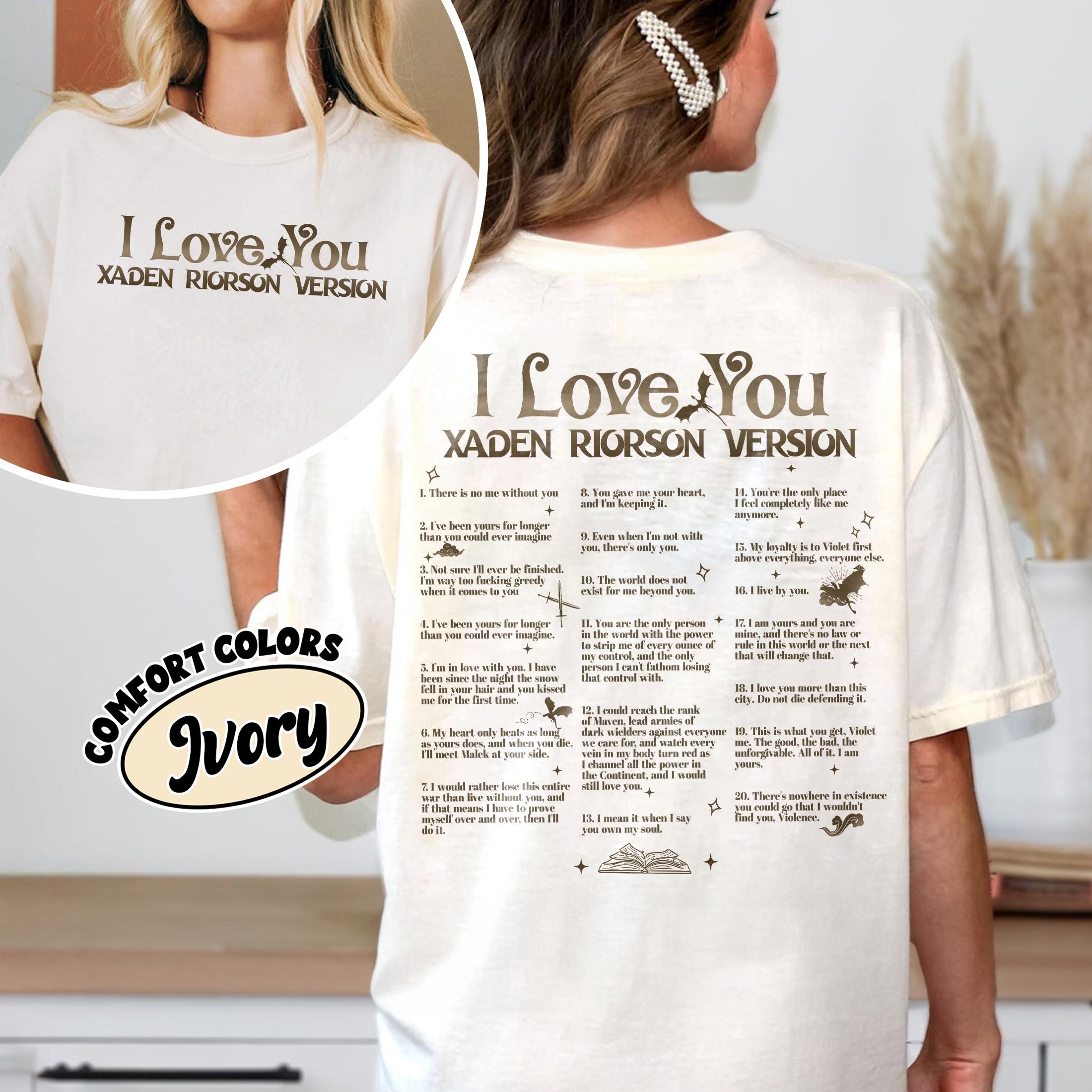 Xaden Riorson Quote Comfort Colors Shirt, Fourth Wing Book Quotes ...