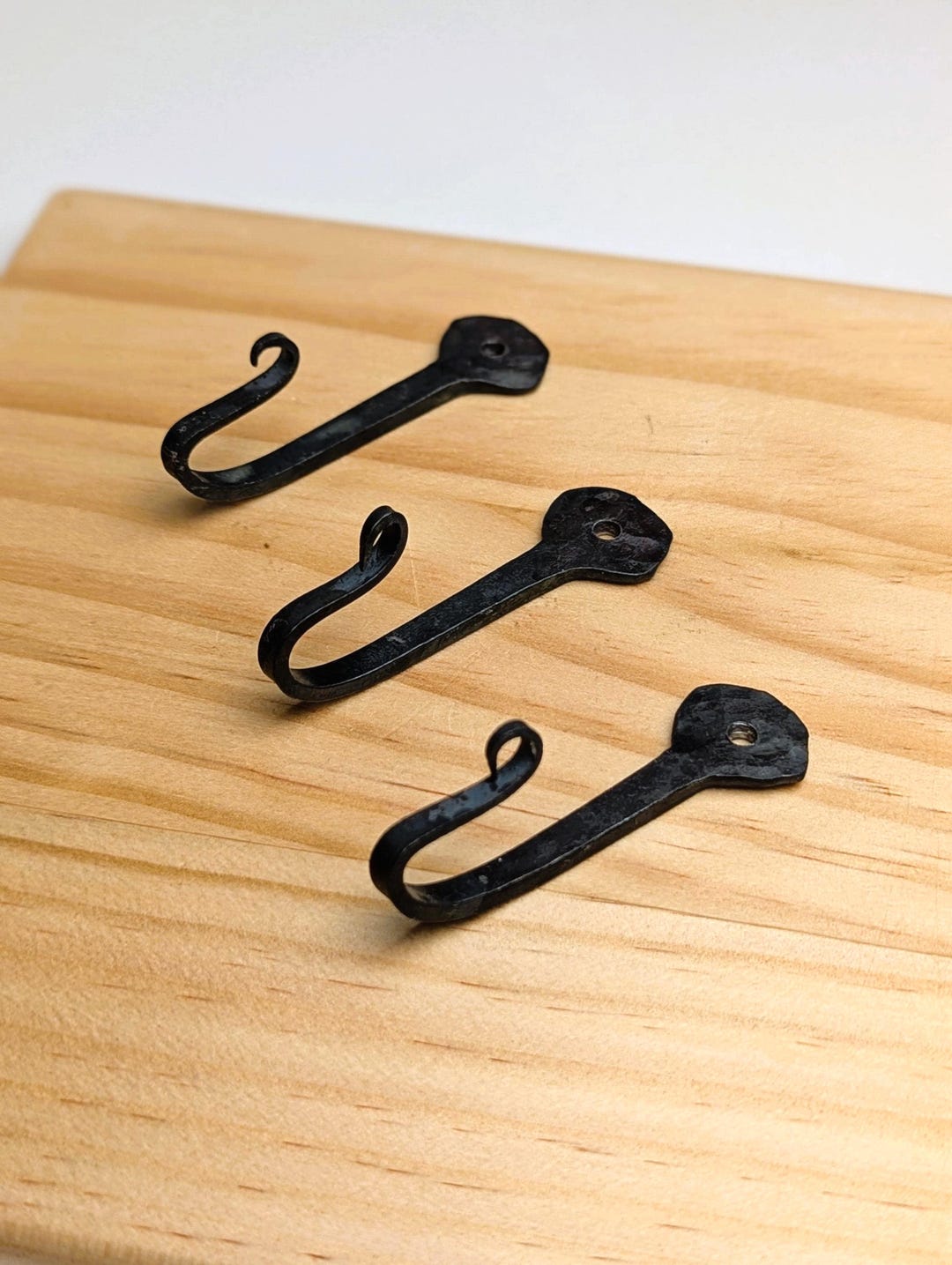 Hand-forged Steel "horseshoe Nail" Hooks (matching Set of 3) - Large - Etsy