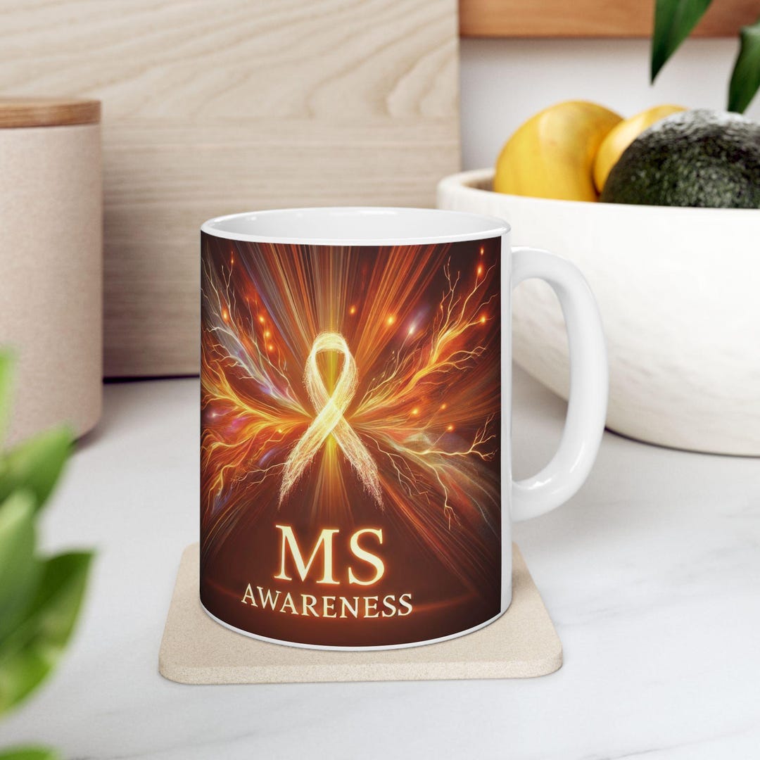MS Awareness Ribbon Ceramic Mug: Multiple Sclerosis Support - Etsy