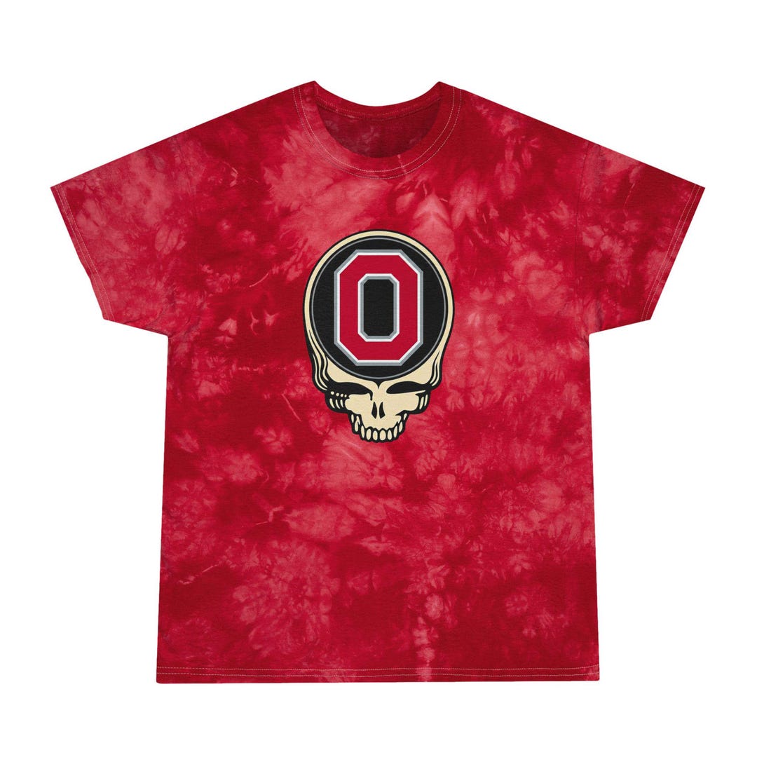Ohio State Grateful Dead Skull Block O Tie-dye Tee | Red Crystal Wash ...