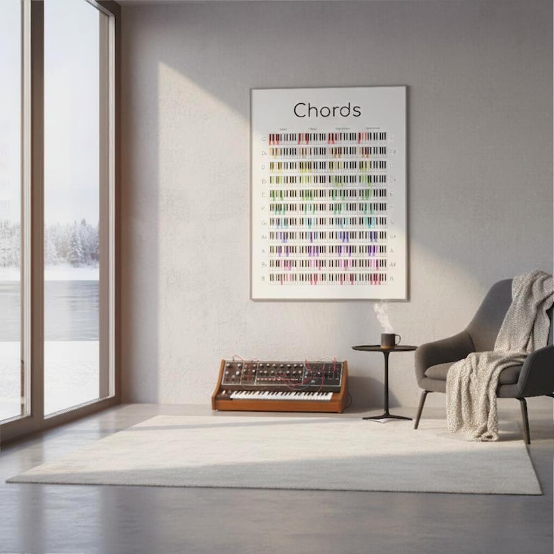 Piano Chords Cheat Sheet Poster | Keyboard Studio Wall Decor - Etsy