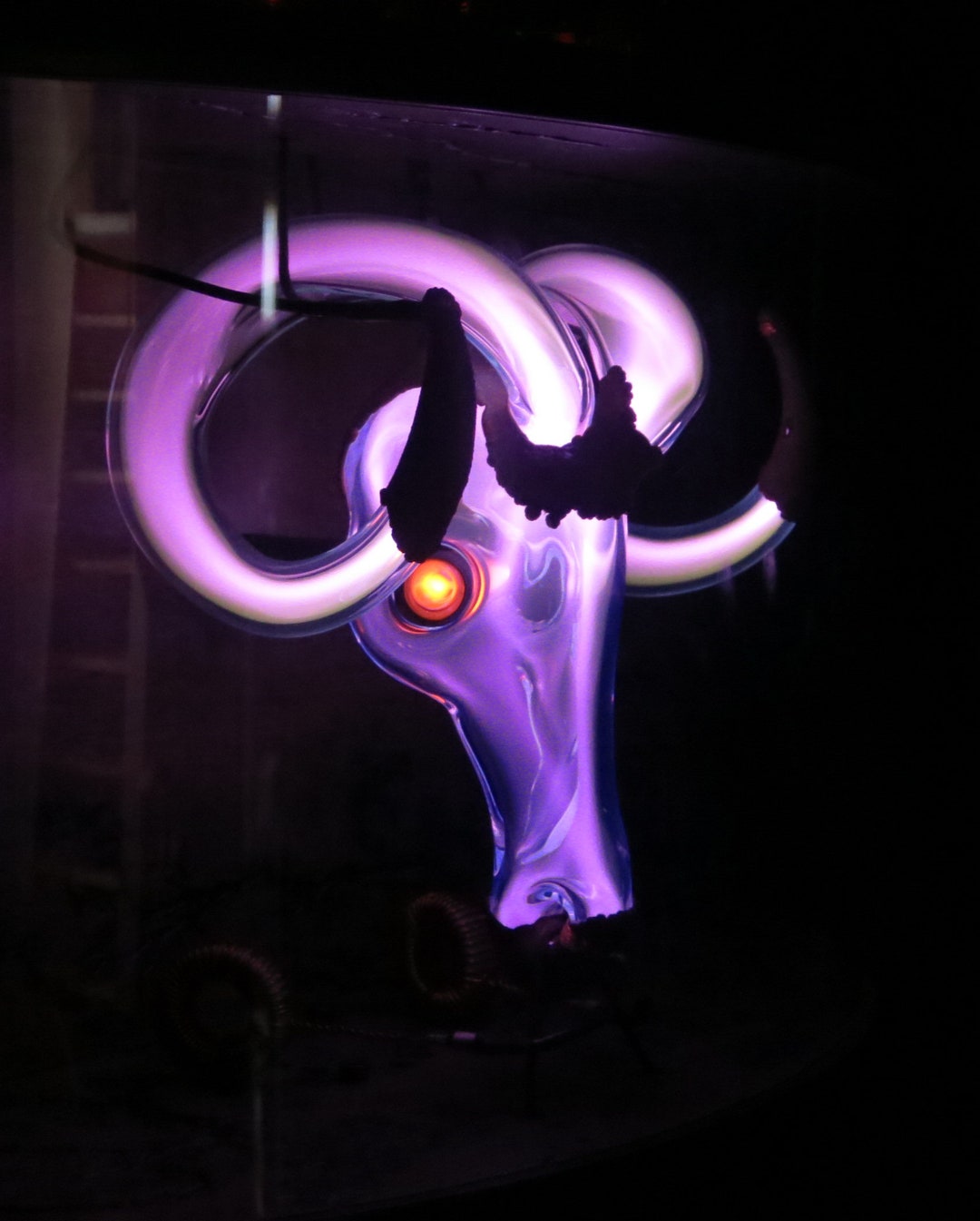 Handmade Borosilicate Plasma Glass Ram in Shadow Bow With Lichenberg ...