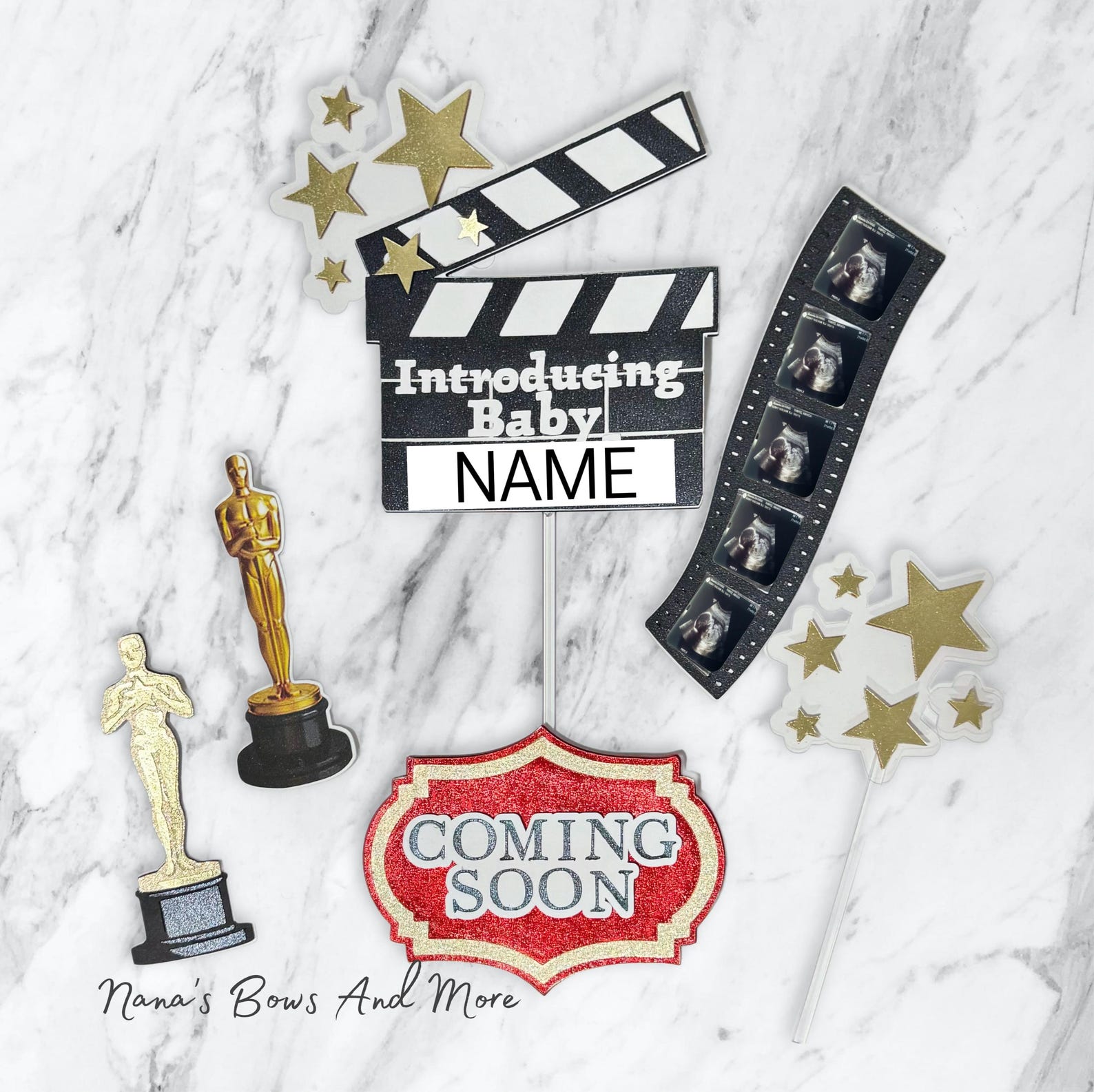 Oscar Awards Baby Shower Cake Topper, Personalized Ultrasound Film ...