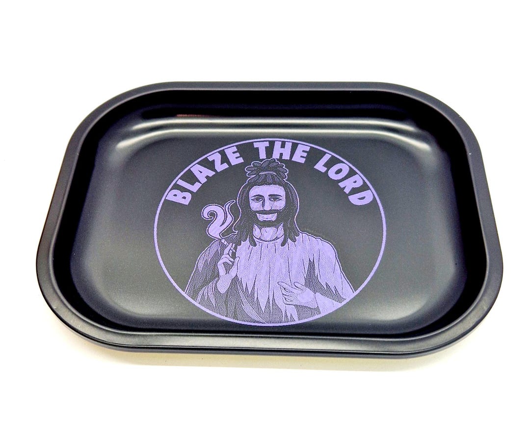 Blaze the Lord Jesus Christ Rolling Tray Meme Funny Parody Metal Herb ...