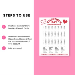 Valentine's Day Word Search Puzzle, Printable Valentine's Day Party ...
