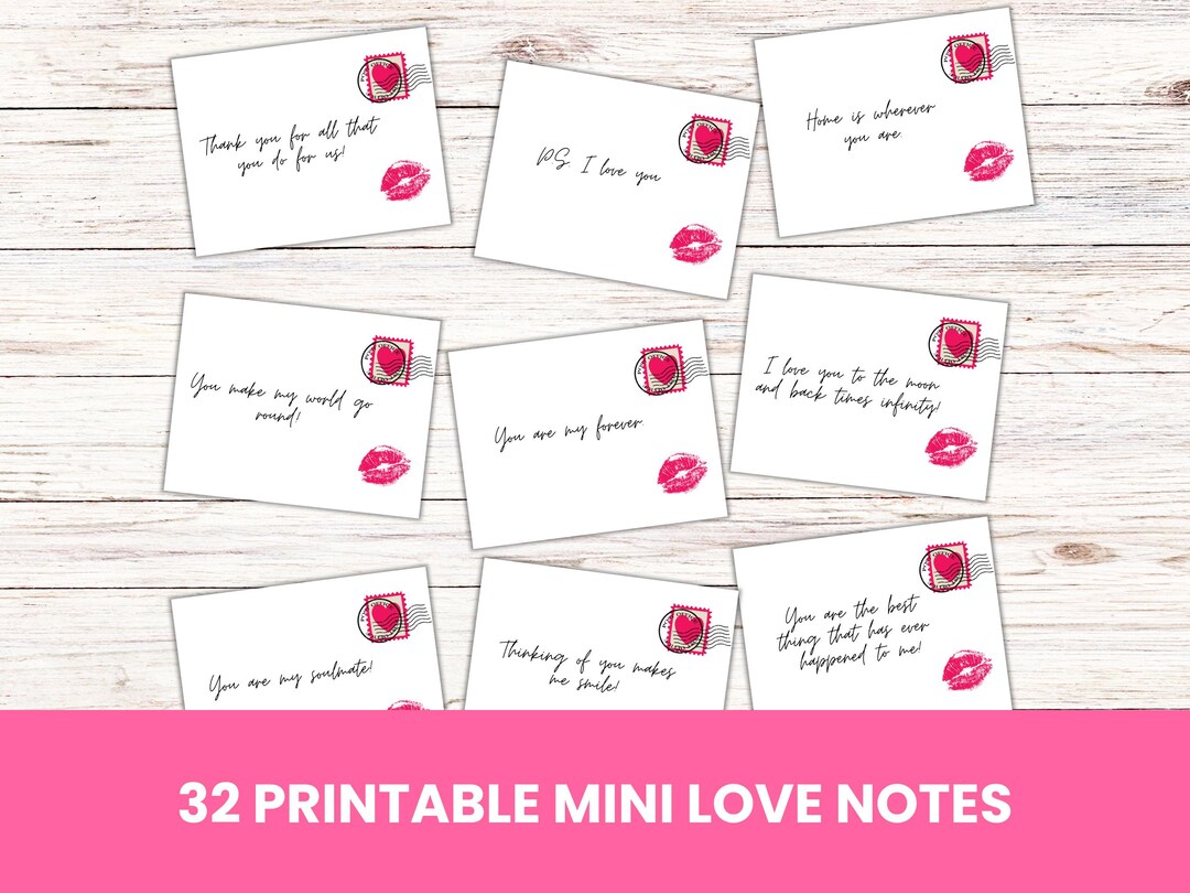 Love Notes Printable, Mini Love Note Cards for Boyfriend, Girlfriend ...