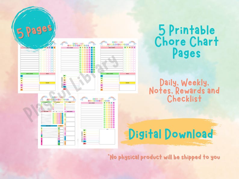 Printable Chore Chart for Kids, Kids Weekly Responsibility Chart, Kids ...