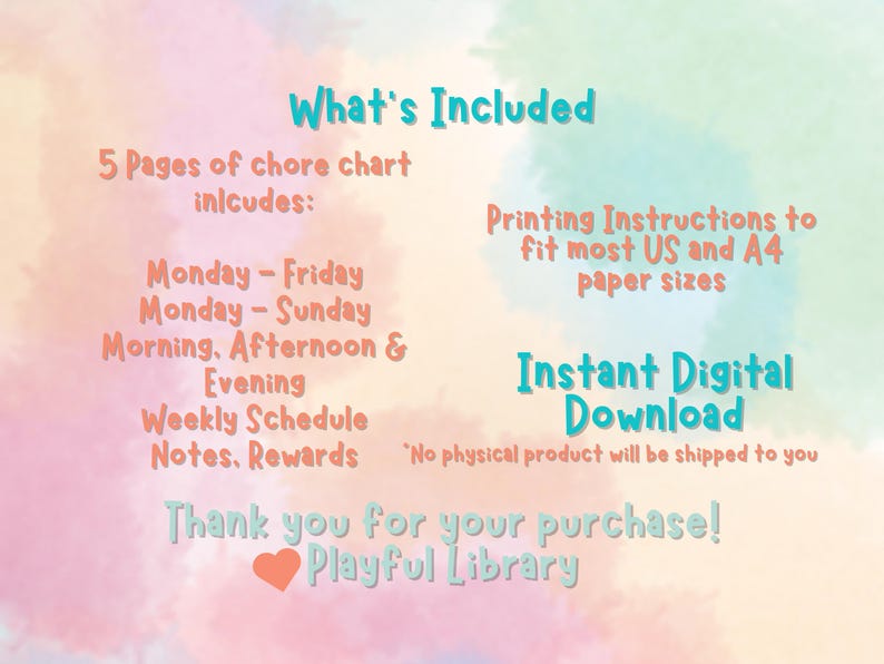 Printable Chore Chart for Kids, Kids Weekly Responsibility Chart, Kids ...