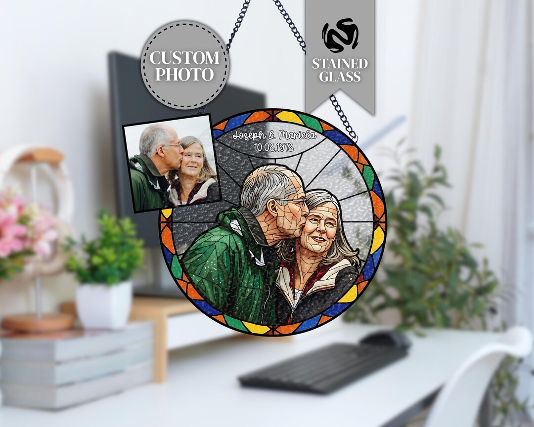 Custom Family Photo Suncatcher: Stained Glass Window Hanging - Etsy