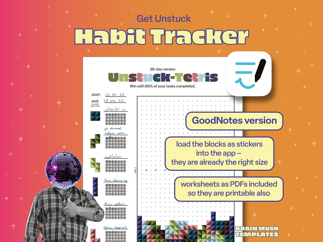 Goodnotes Habit Tracker – 28-day Digital Template With Tetris Stickers ...