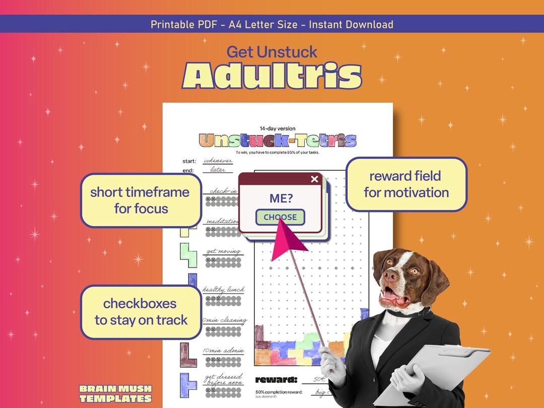 Tetris Habit Tracker Printable – 2-week PDF Habit Journal for ADHD ...