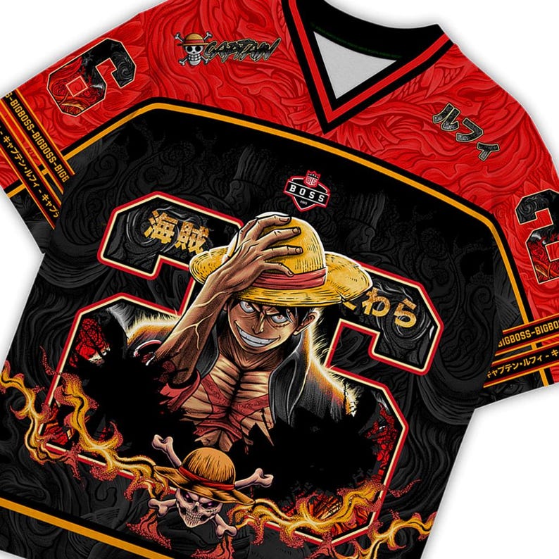 Monkey D Luffy Baseball Jersey | One Piece Anime Cosplay, Custom Name ...