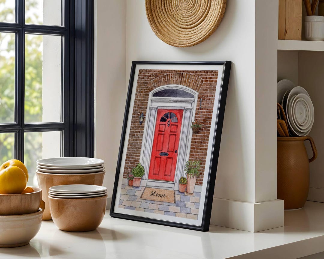 Red Door Art Print Digital Download Front Door Painting Digital Wall ...