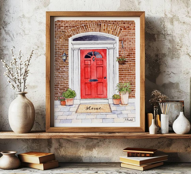 Wall Art for New Home Owner, Red Door Art Print (digital Download ...