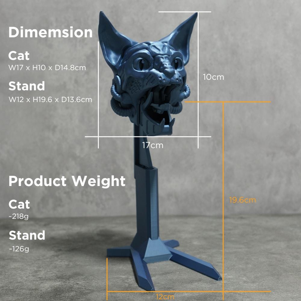 Cyber Cat Headphone Holder – Movable Jaw & Retractable Teeth | 3D ...