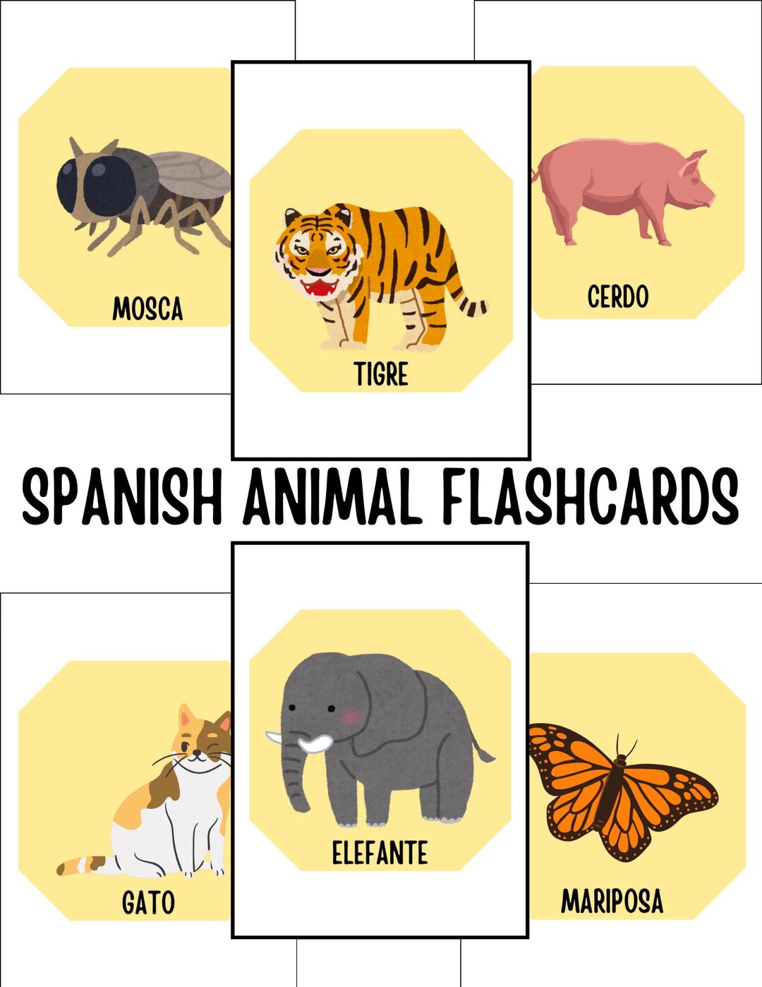 Spanish Animal Flashcards for Toddlers - Etsy