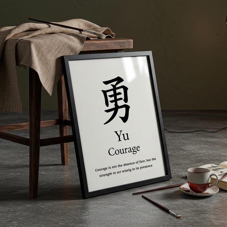 Courage Kanji Calligraphy Art: Japanese Bushido Decor (digital Download ...