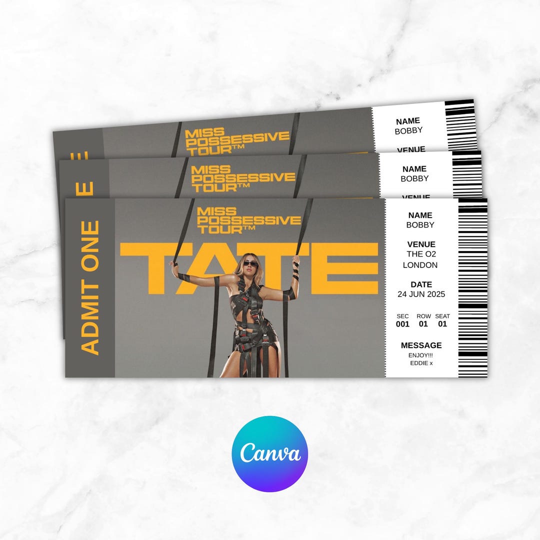 Editable Tate Mcrae Miss Possessive Tour Concert Ticket, Digital ...
