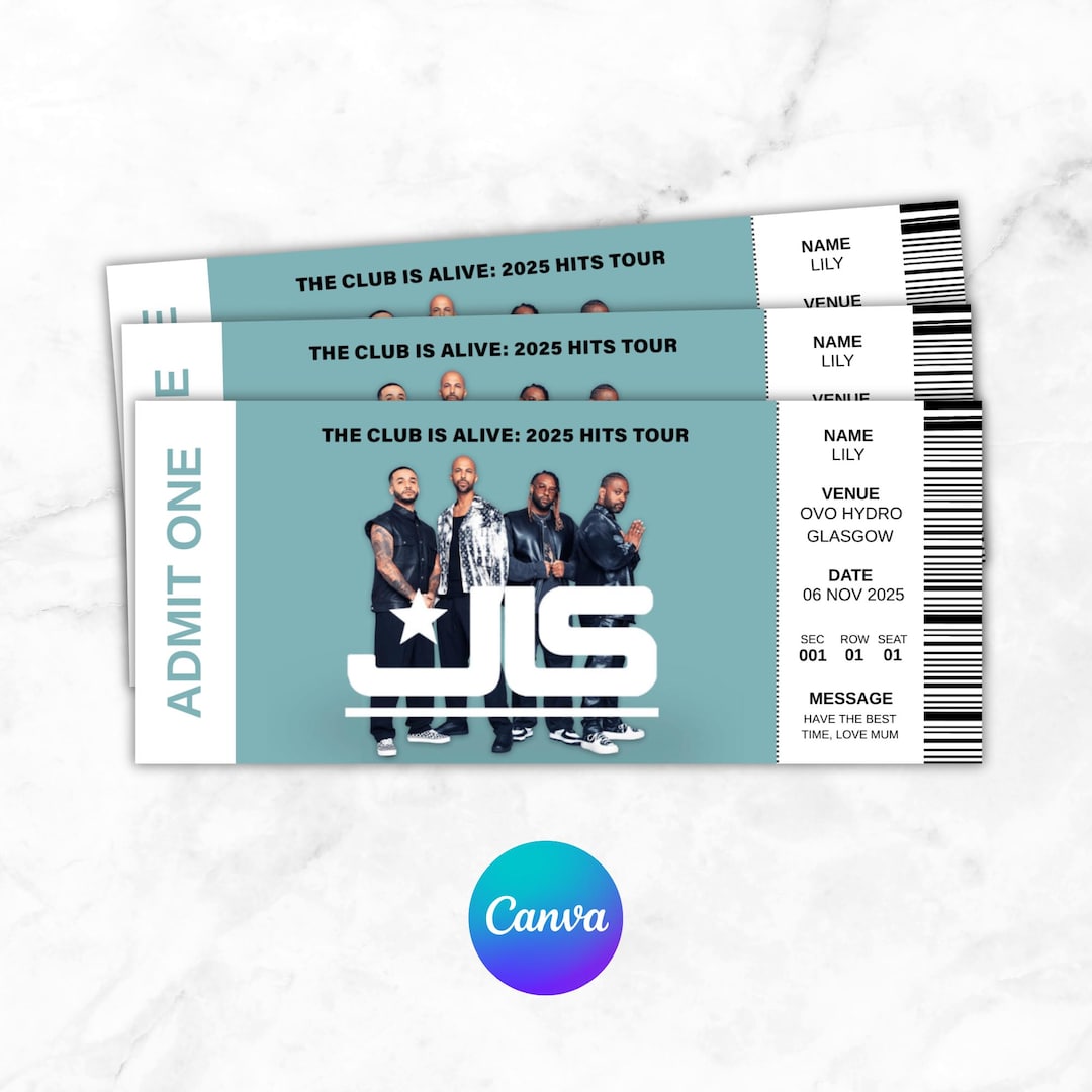 Editable JLS the Club is Alive 2025 Hits Tour Concert Ticket, Digital ...
